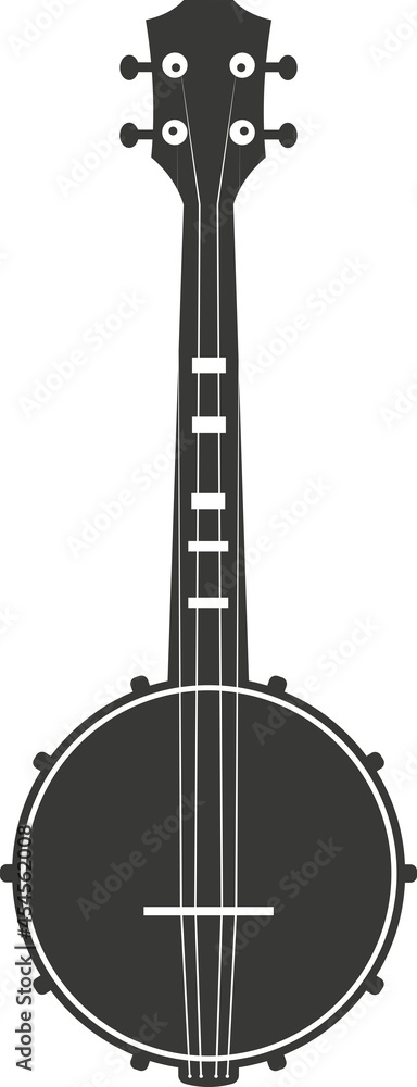 Black flat silhouette of a banjo. A vector image. Stock Vector | Adobe ...