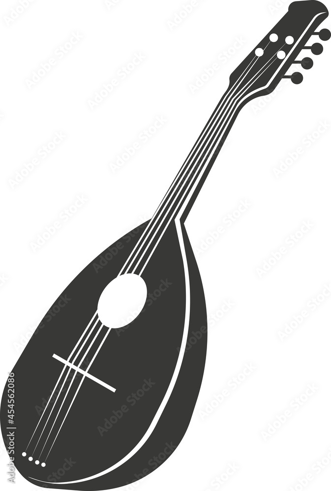 Black flat silhouette of a mandolin. A vector image. Stock Vector ...