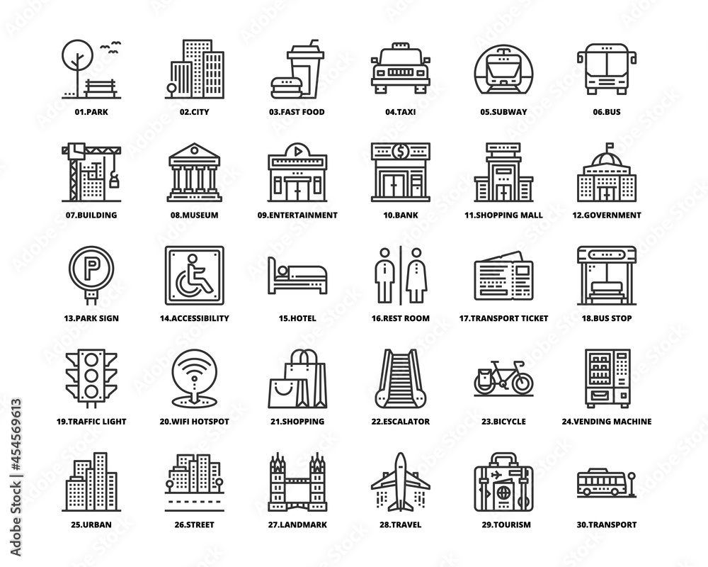 Elements City And Street Line Icon Symbol Design Simple Set For Using ...