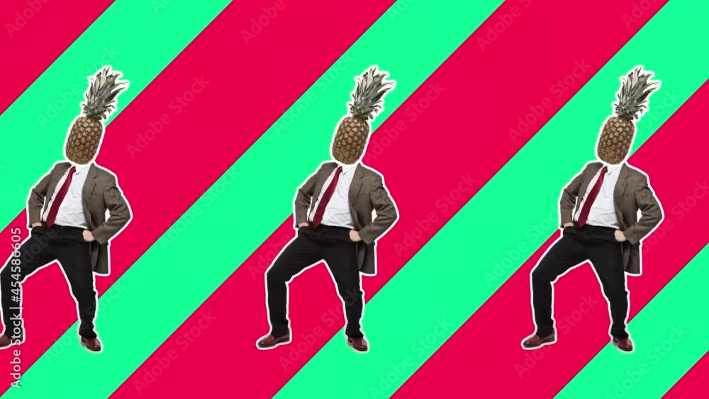 Stop motion design or art 2D animation. Dancing businessman with ...