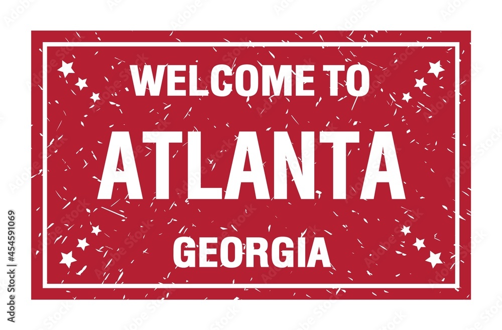 WELCOME TO ATLANTA - GEORGIA, words written on red rectangle stamp ...
