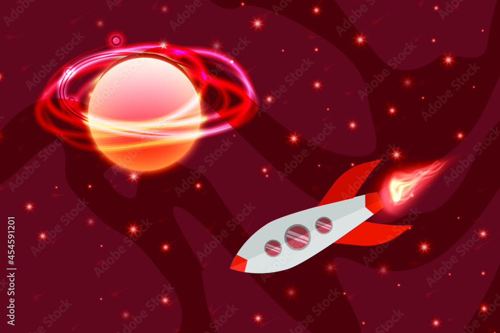 Red galaxy abstract background space with stars cosmic vector ...