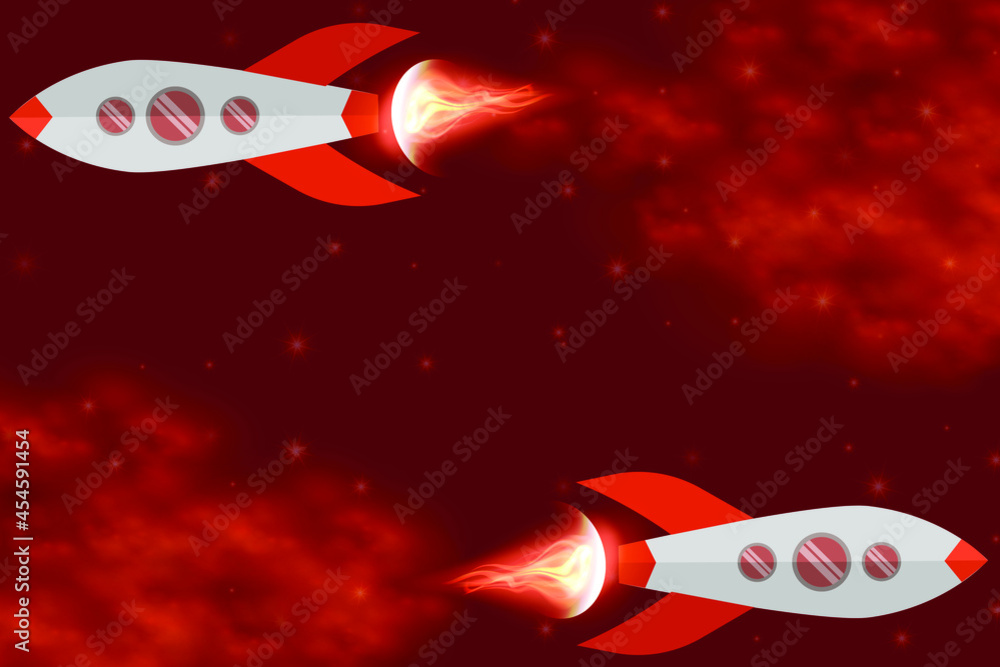 Red galaxy abstract background space with stars cosmic vector ...