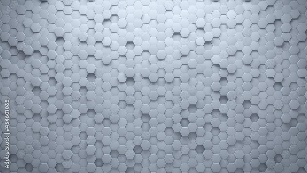 Futuristic Tiles arranged to create a 3D wall. Semigloss, Hexagonal ...