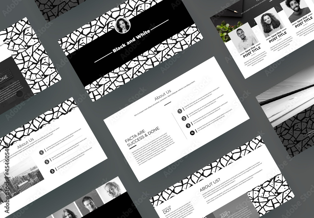 Black and White Presentation Layout Stock Template | Adobe Stock