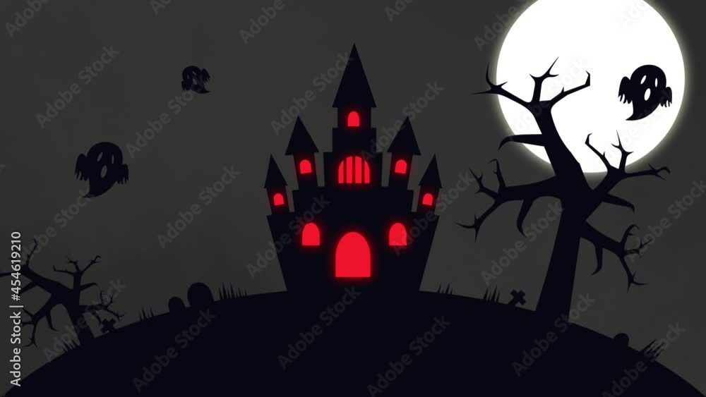 Scary Halloween Horror House With Ghosts Animated Background 4k ...