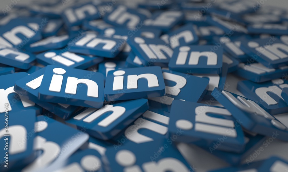 Linkedin stacked 3d isometric logos background, Social Network Media ...