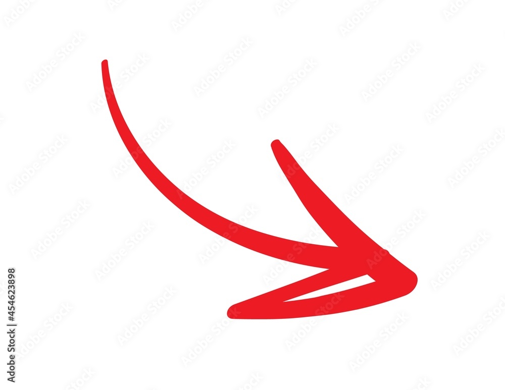 Red hand-drawn arrow, ink, brush style, on white Stock Vector | Adobe Stock