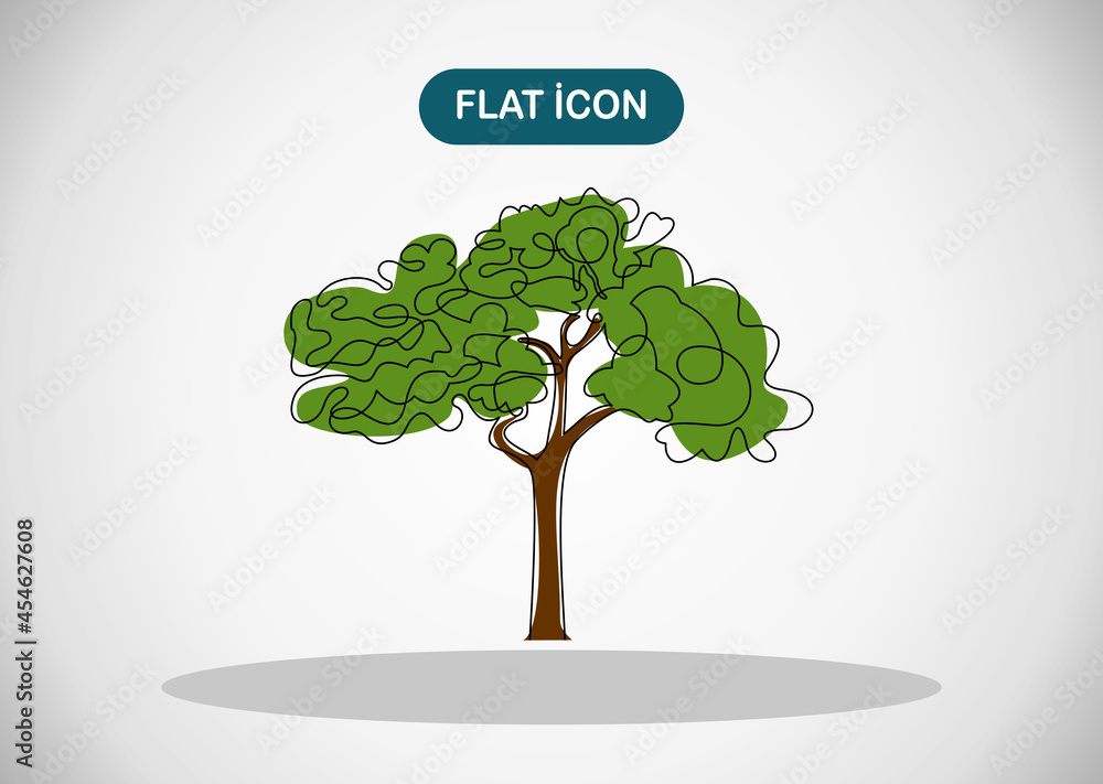 Tree logo continuous one line drawing of nature tree vector ...