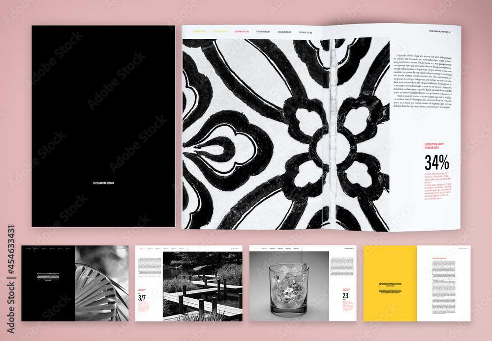 Dark to Light Theme Annual Report Stock Template | Adobe Stock
