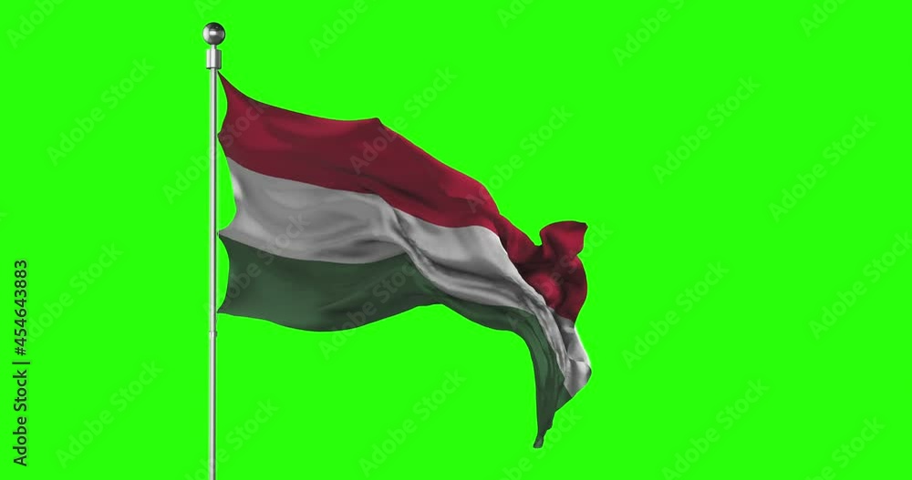 Hungary national flag waving on green screen. Chroma key animation ...