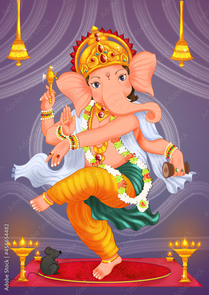 Creative Lord Ganpati Dancing Wallpaper with rat Stock Illustration ...