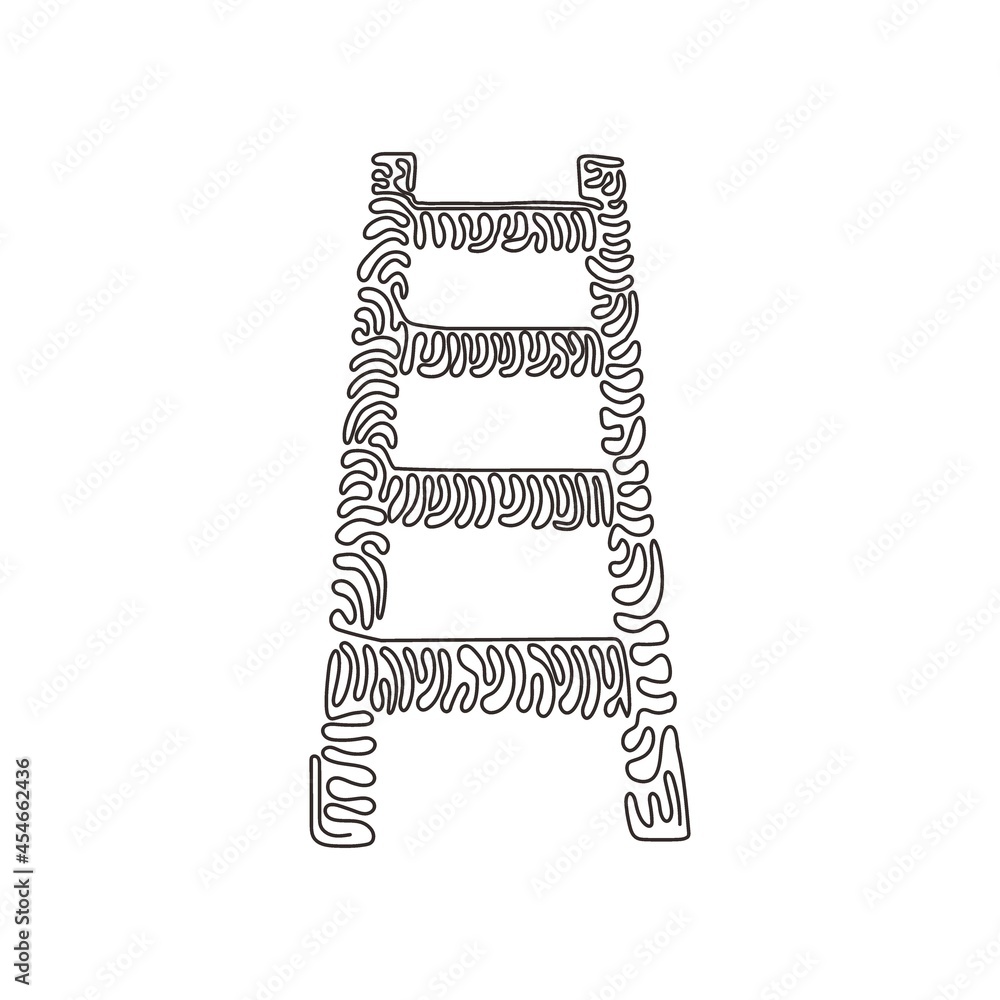 Single one line drawing fire ladder icon. Wooden ladder isolated. Stand ...