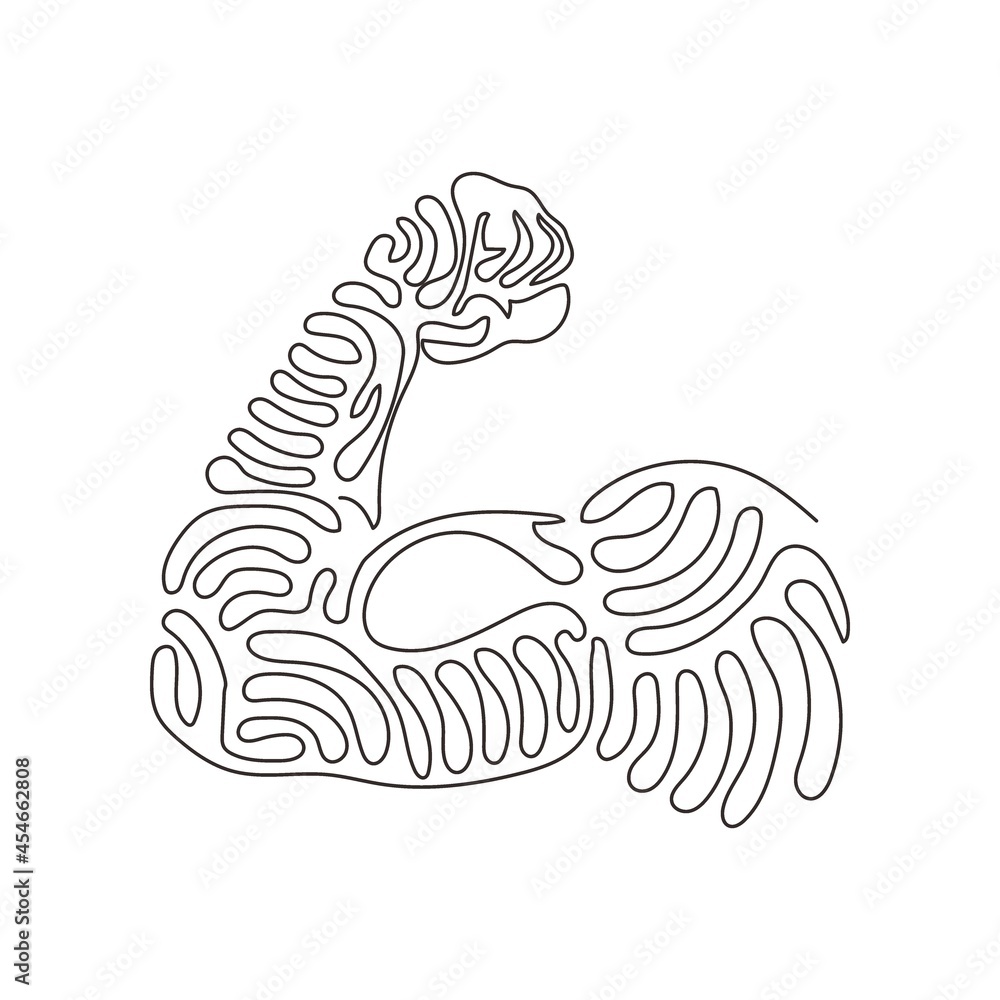 Single continuous line drawing strong power, muscle arms icon. Muscular ...
