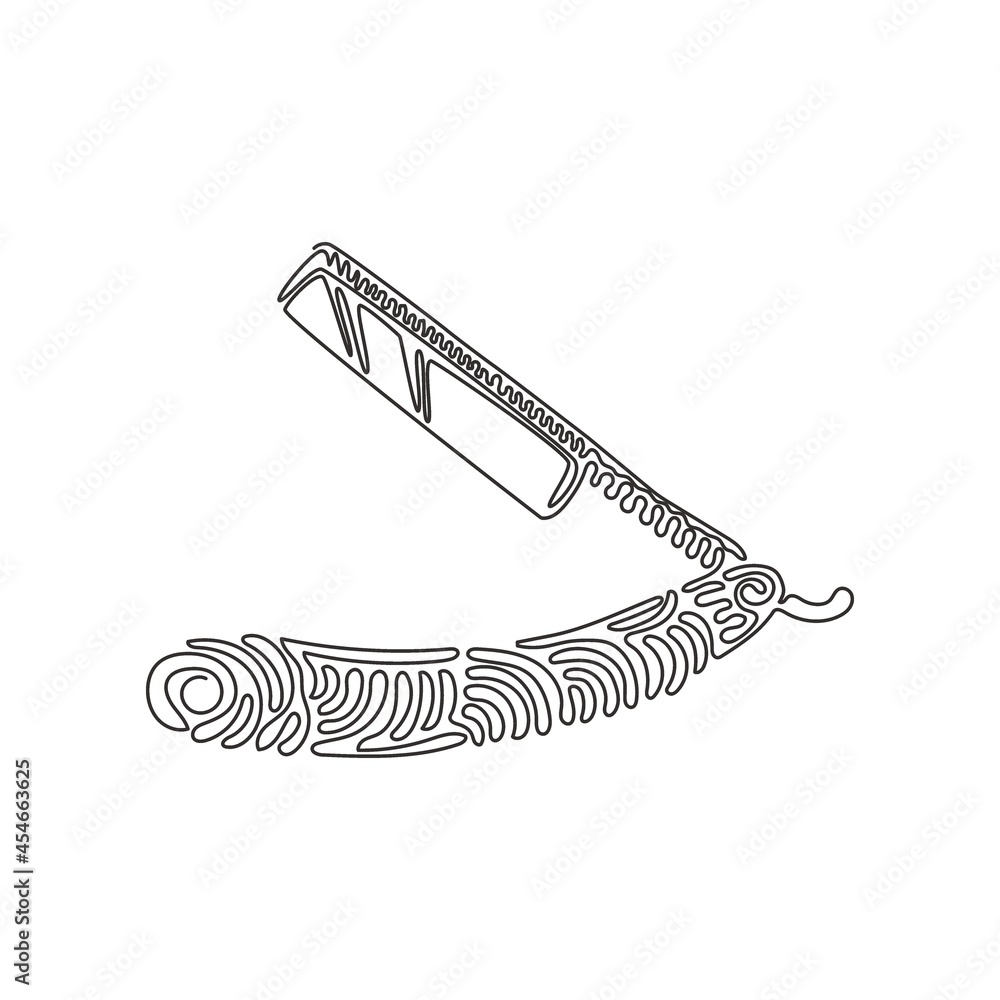 Single continuous line drawing Shaving razor. Realistic illustration of ...