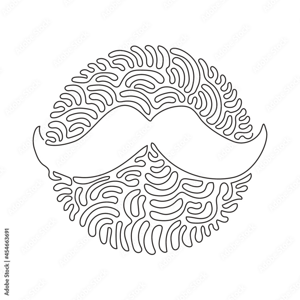 Single continuous line drawing old style mustaches. Adult man ...