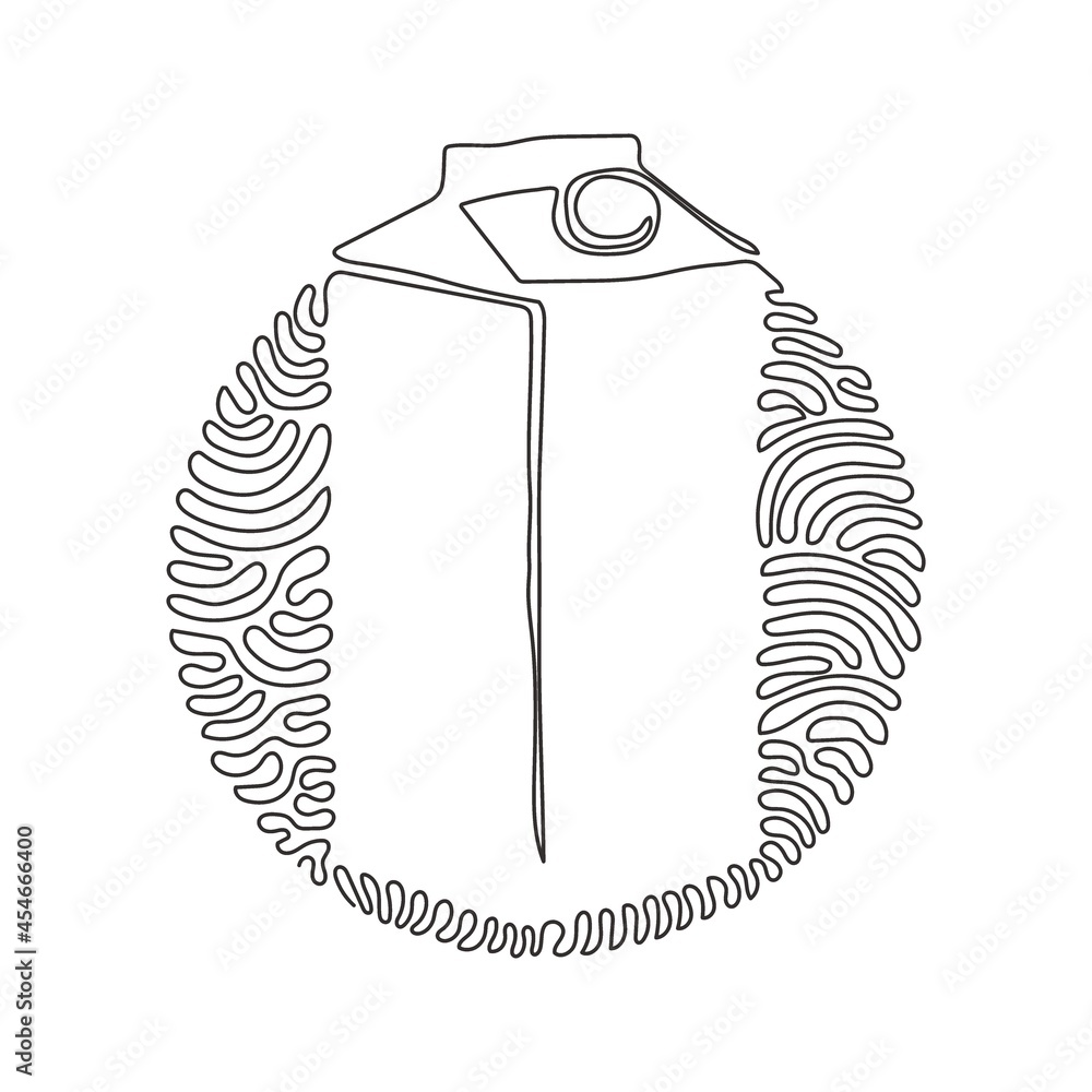Single one line drawing box of fresh milk cow. Dairy product used in ...