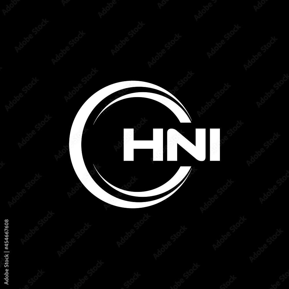 HNI letter logo design with black background in illustrator, vector ...