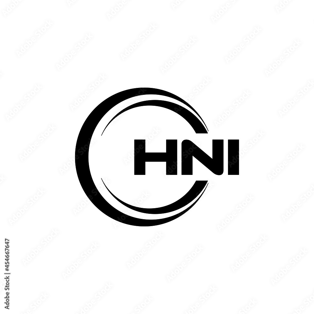 HNI letter logo design with white background in illustrator, vector ...