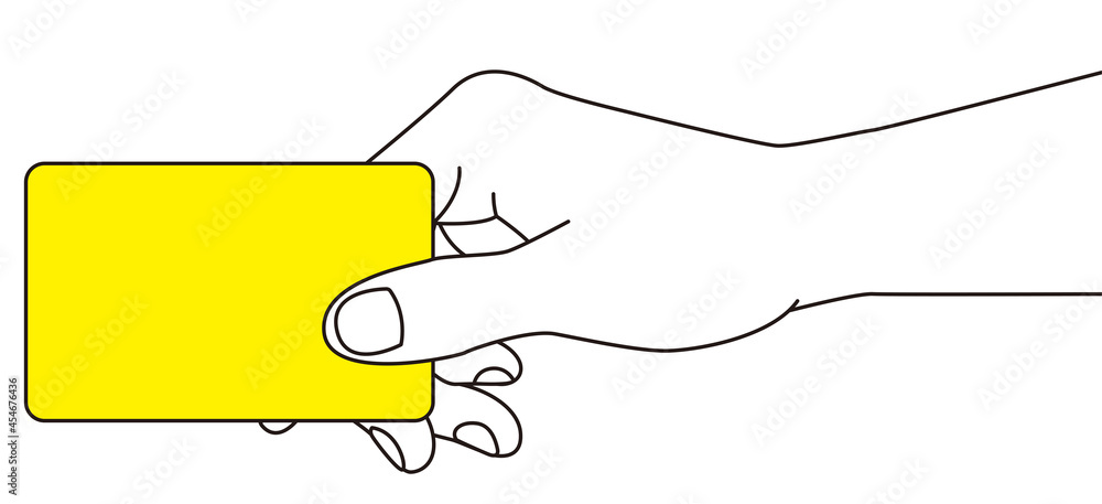 Line drawing of one hand holding out a card Stock Vector | Adobe Stock