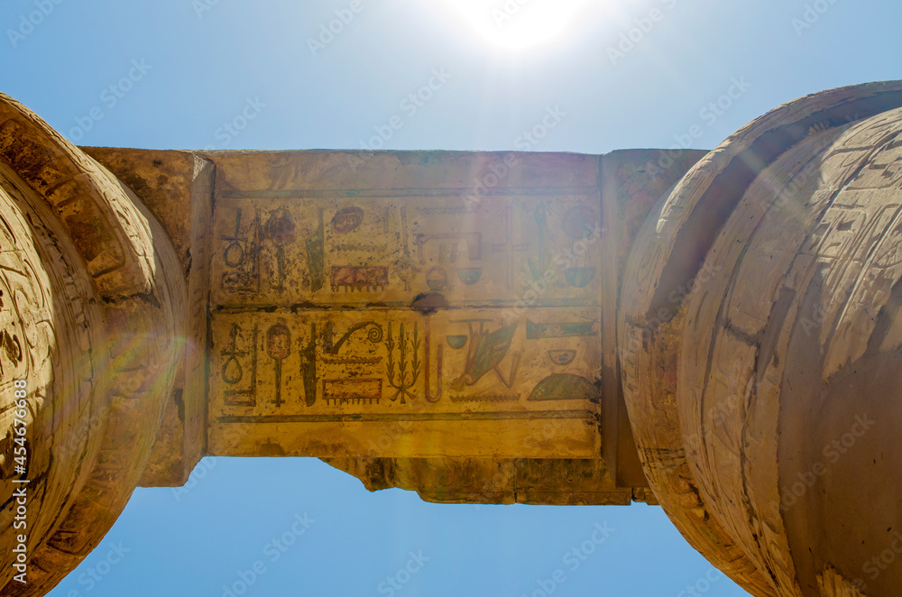 Colossal columns of the Temple of Amun-Ra in Luxor, Egypt Stock Photo ...