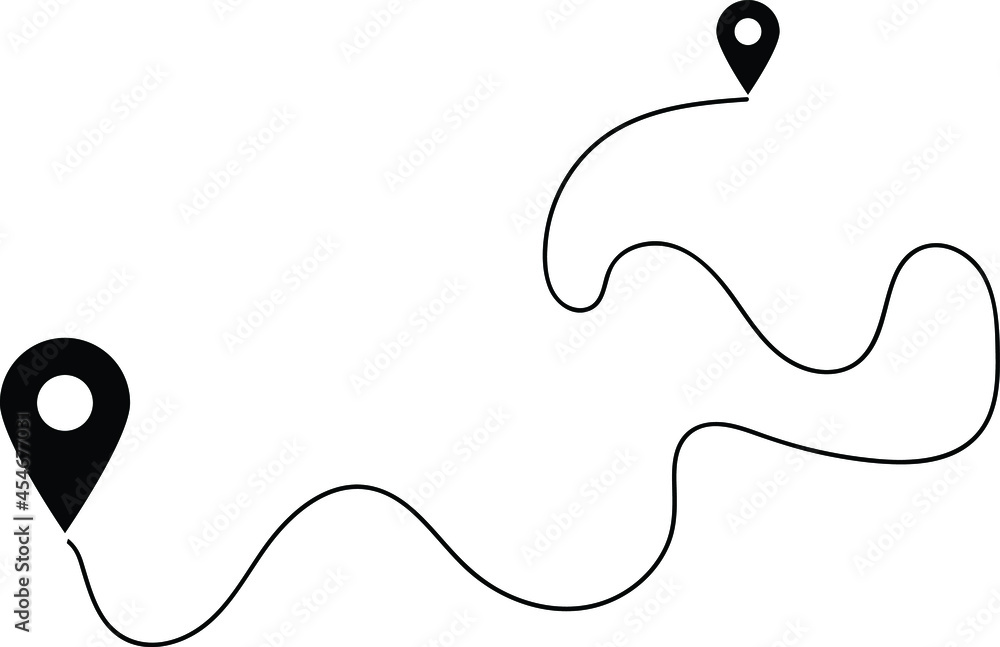 Route location icon. Location tag concept. Route location icon two pin ...
