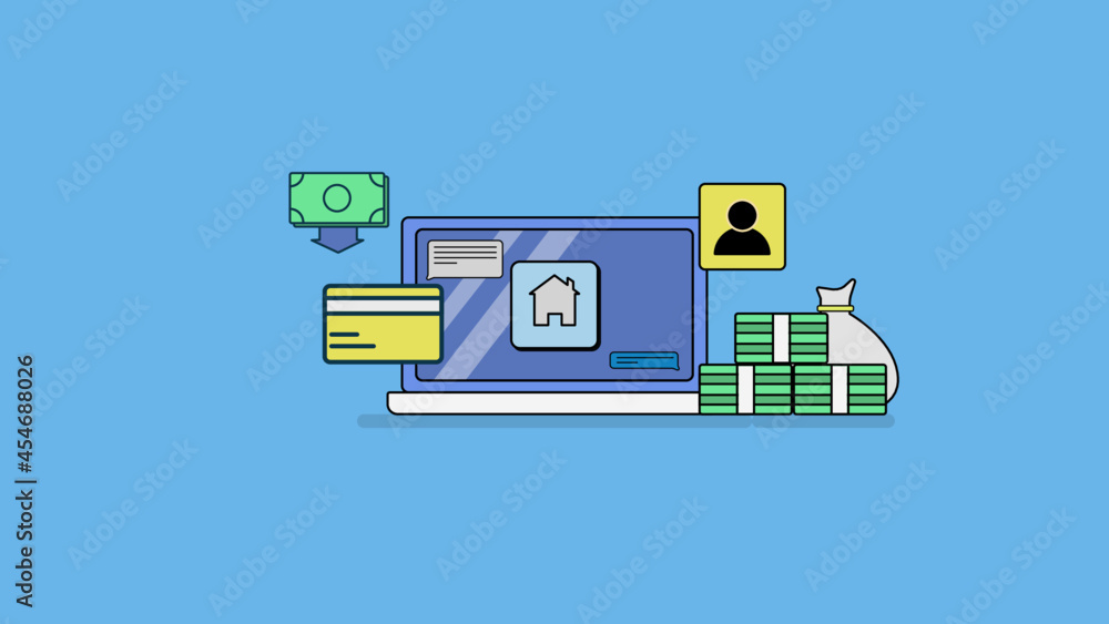 Laptop Graphic with Asset and Liability Icons (After Effects Ready) Has ...