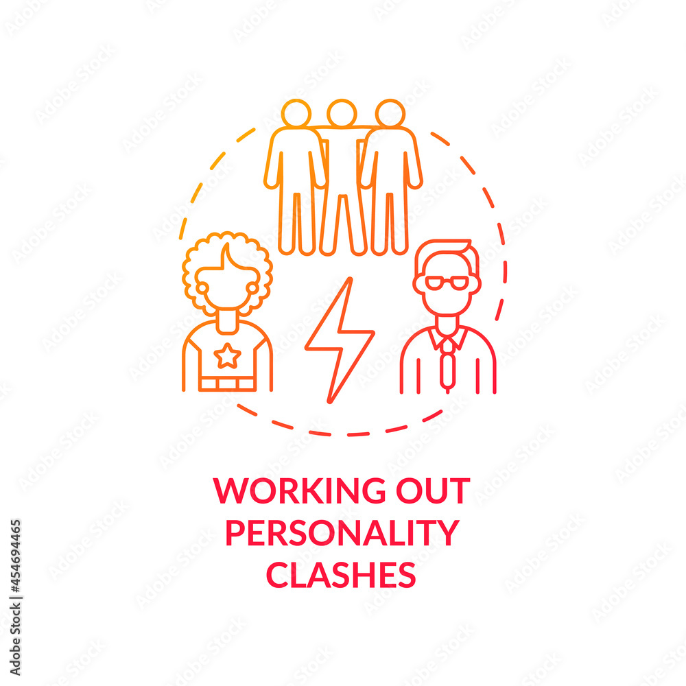 Working out personality clashes red gradient concept icon. Resolving ...