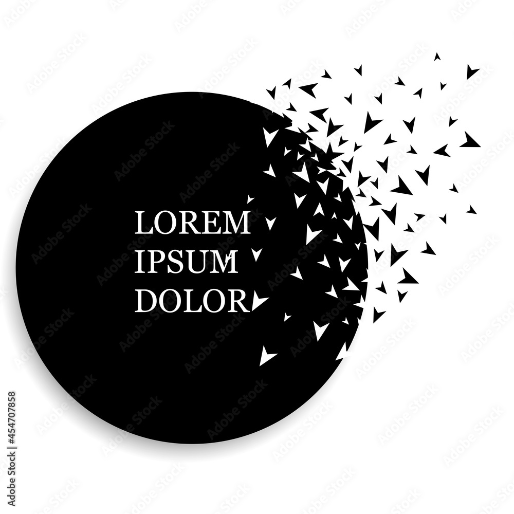 Broken circle, abstract vector. Banner with broken shapes. Round banner ...