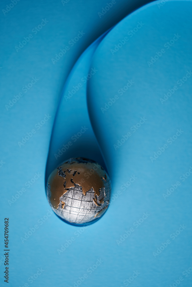 Ecology and Pollution Concept : Blue planet earth globe in water drop ...