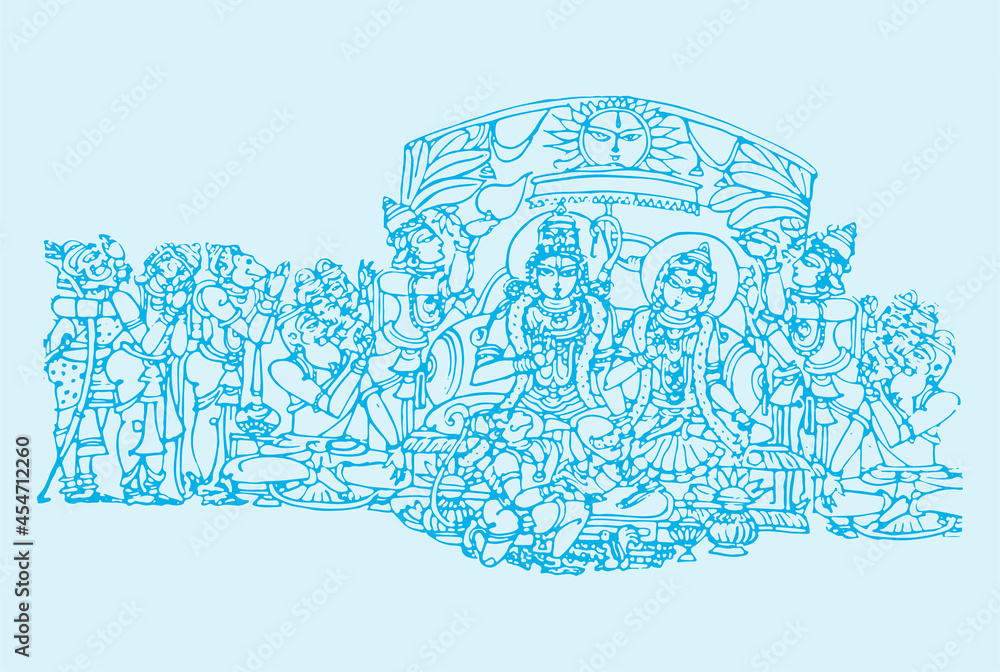 Drawing or Sketch of different types of Lord Krishna, Vishnu Avatar ...