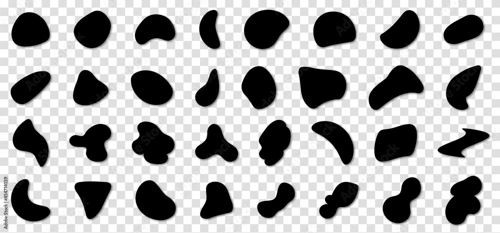 Random shapes set. Organic abstract black blobs of irregular shape ...