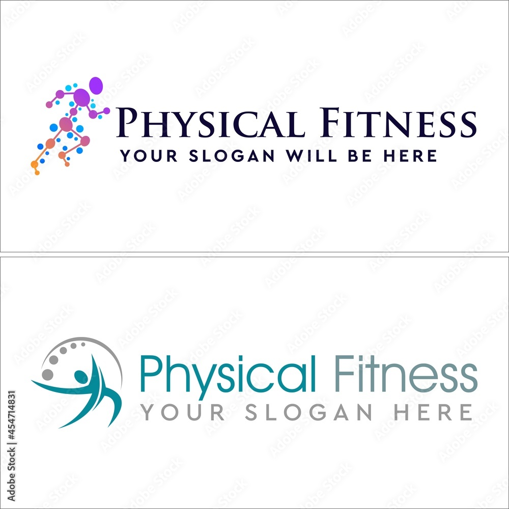 Physical fitness people molecule spine logo design Stock Vector | Adobe ...