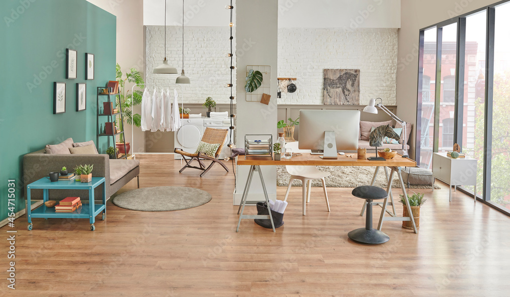Working table and decorative living room style, modern home concept ...