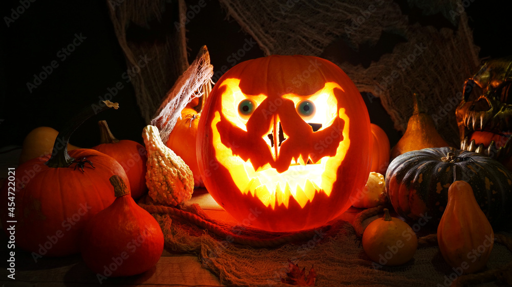 Halloween pumpkin Jack o lantern highlighted. Halloween pumpkins on ...
