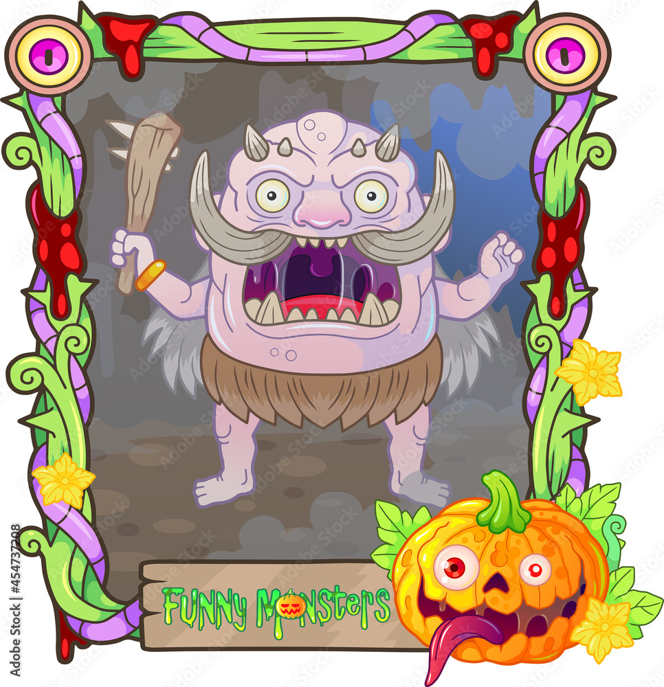 cartoon scary monster ogre, funny illustration Stock Vector | Adobe Stock