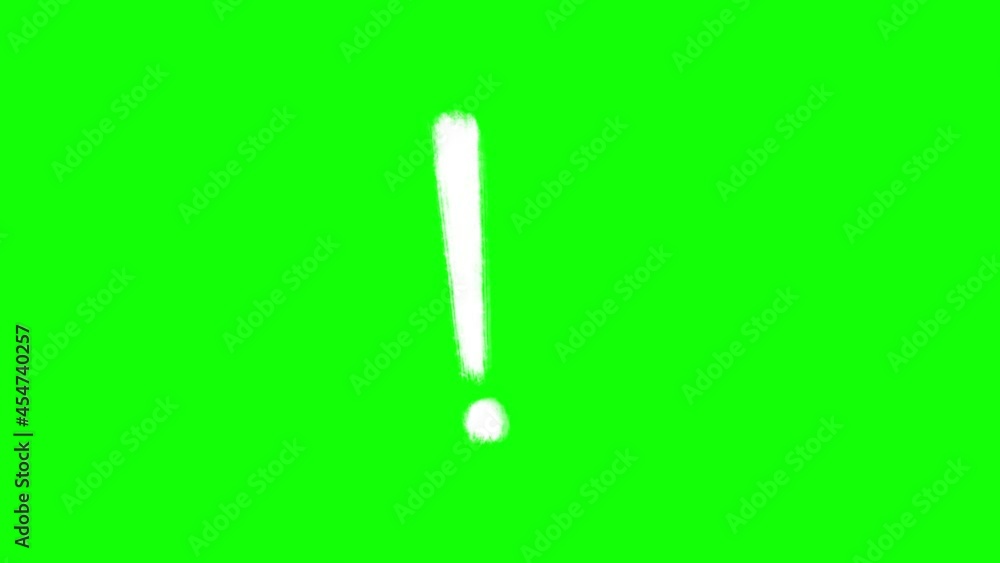 Hand-drawn Exclamation Mark icon animation on the green screen ...