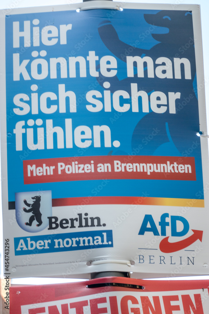 Berlin, Germany - September 2, 2021: Election campaign poster of AfD ...