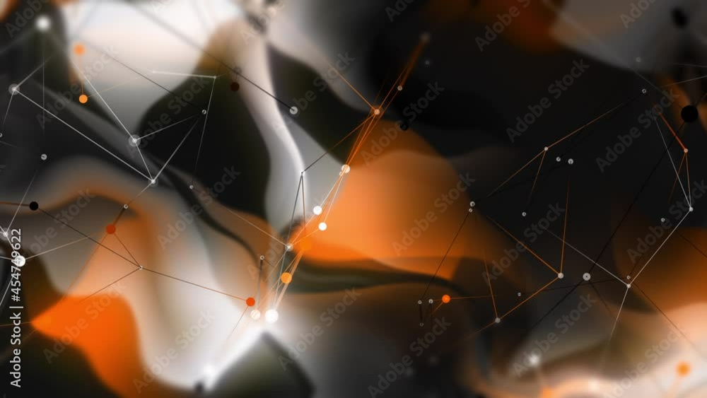 Dynamic Network Flow Loop 1 Orange. Motion background with white, black ...