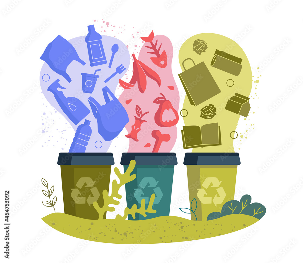 Garbage sorting containers and waste utilization management concept ...