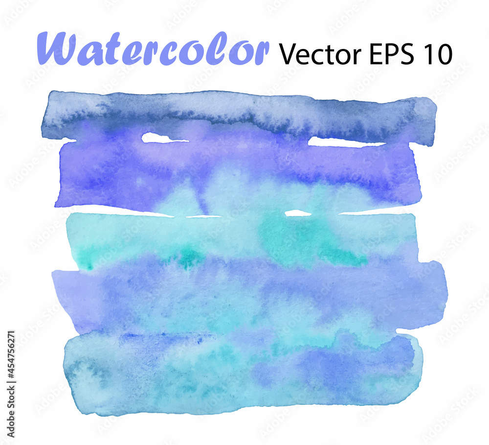 Blue Vector Watercolor Abstract Background. Hand Painted watercolour ...