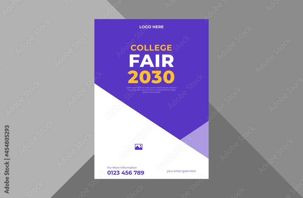 college fair flyer design template. college conference poster leaflet ...