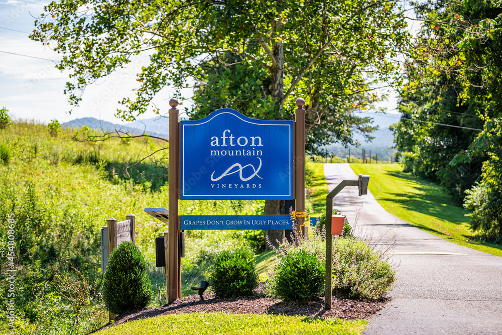 Afton, USA - August 30, 2020: Nelson County, Virginia countryside with ...
