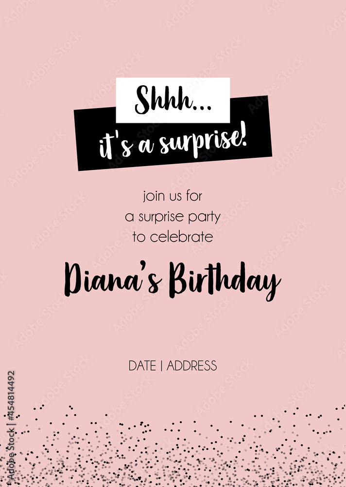 Surprise Party | Secret Party vector calligraphic invitation card Stock ...