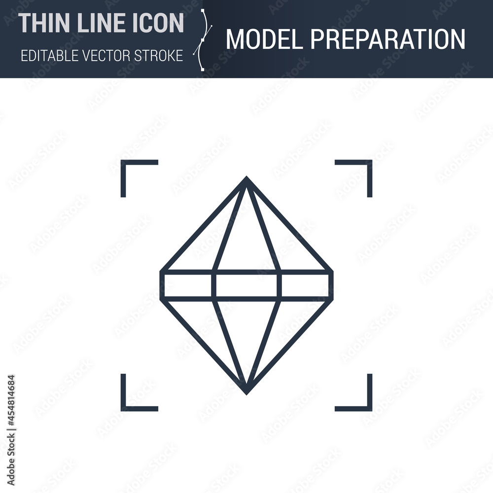 Symbol of Model Preparation Thin Line Icon of 3D Printing and Modeling ...