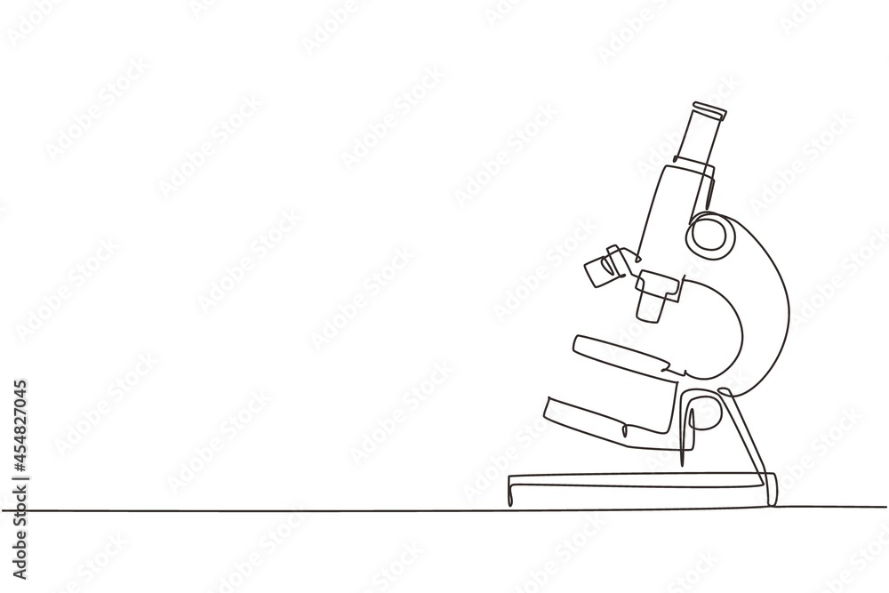 Single continuous line drawing simple microscope. Lab microscope to ...