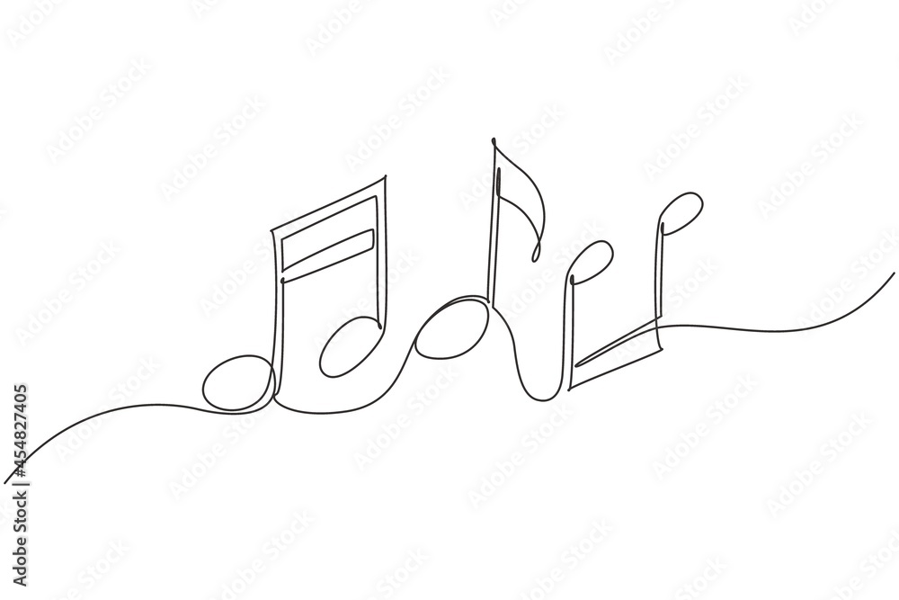 Single one line drawing sheet music icon in trendy flat style isolated ...
