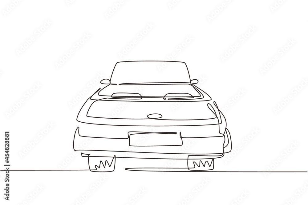 Continuous one line drawing vintage convertible sports car line icon ...