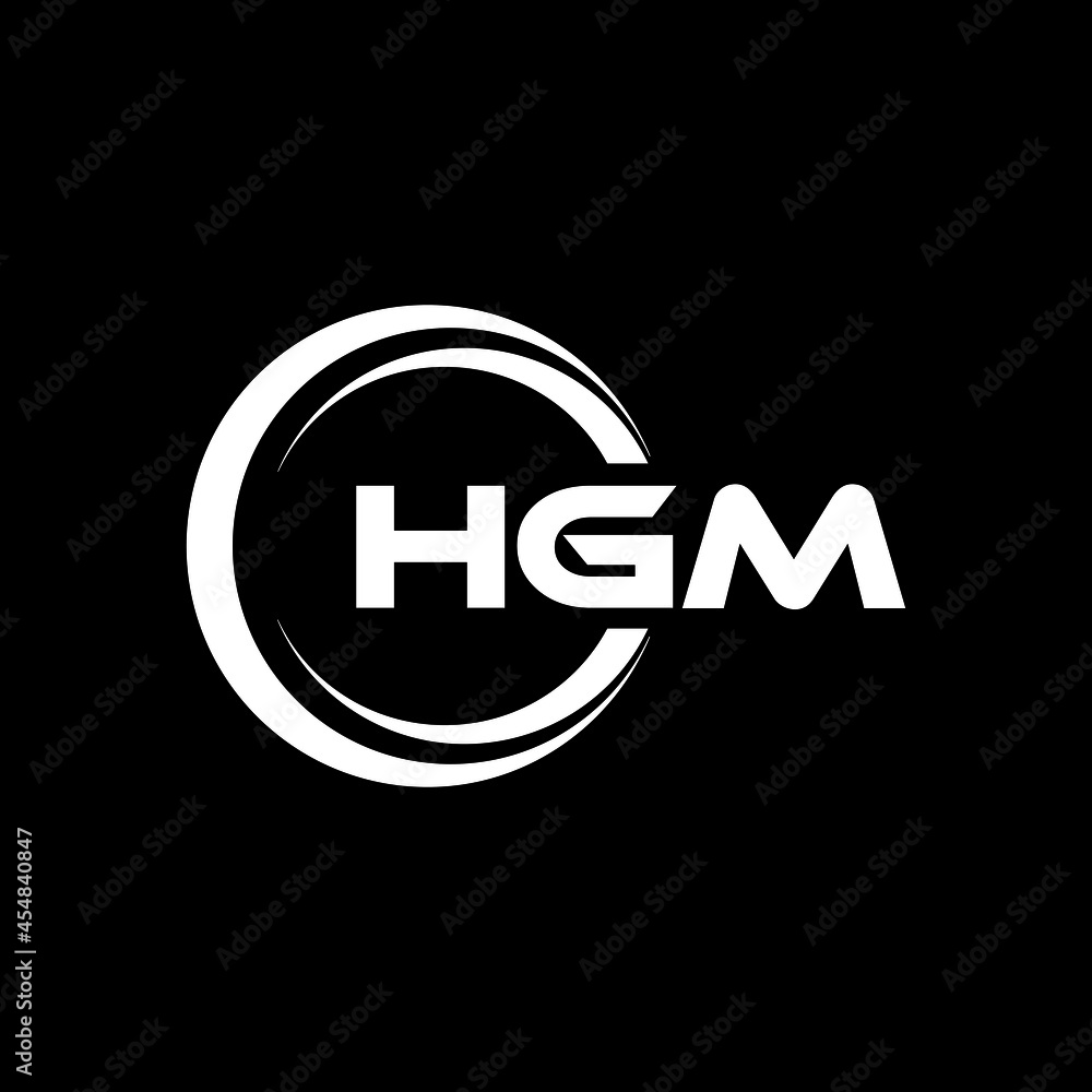 HGM letter logo design with black background in illustrator, vector ...