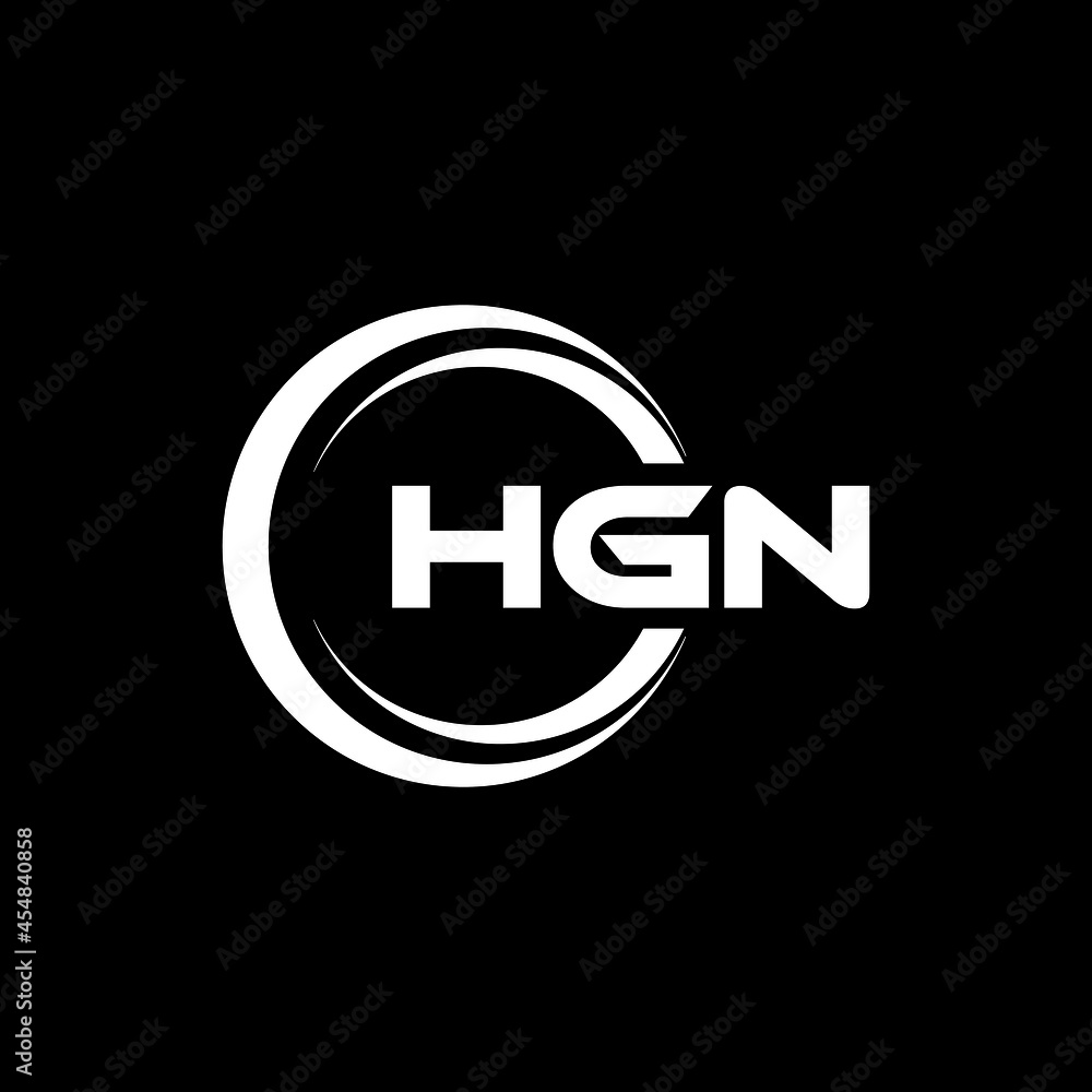 Vecteur Stock HGN letter logo design with black background in ...